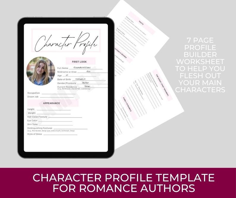 Ultimate Character Profile Template | Novel Planner for Fiction Writers ...