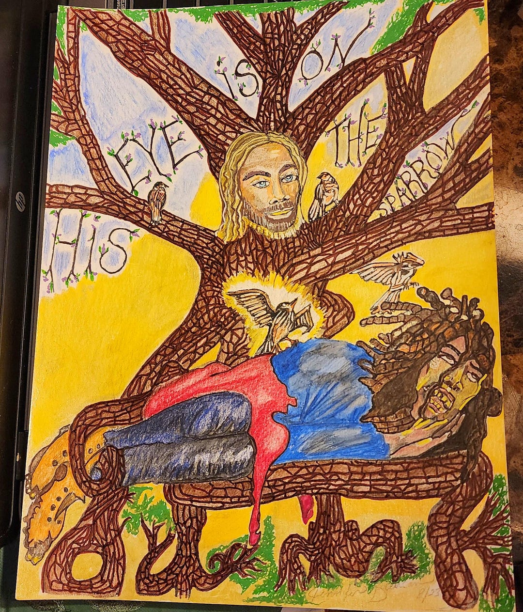 Homeless Man and Jesus. Religious Print of Original Artwork. Mediums ...