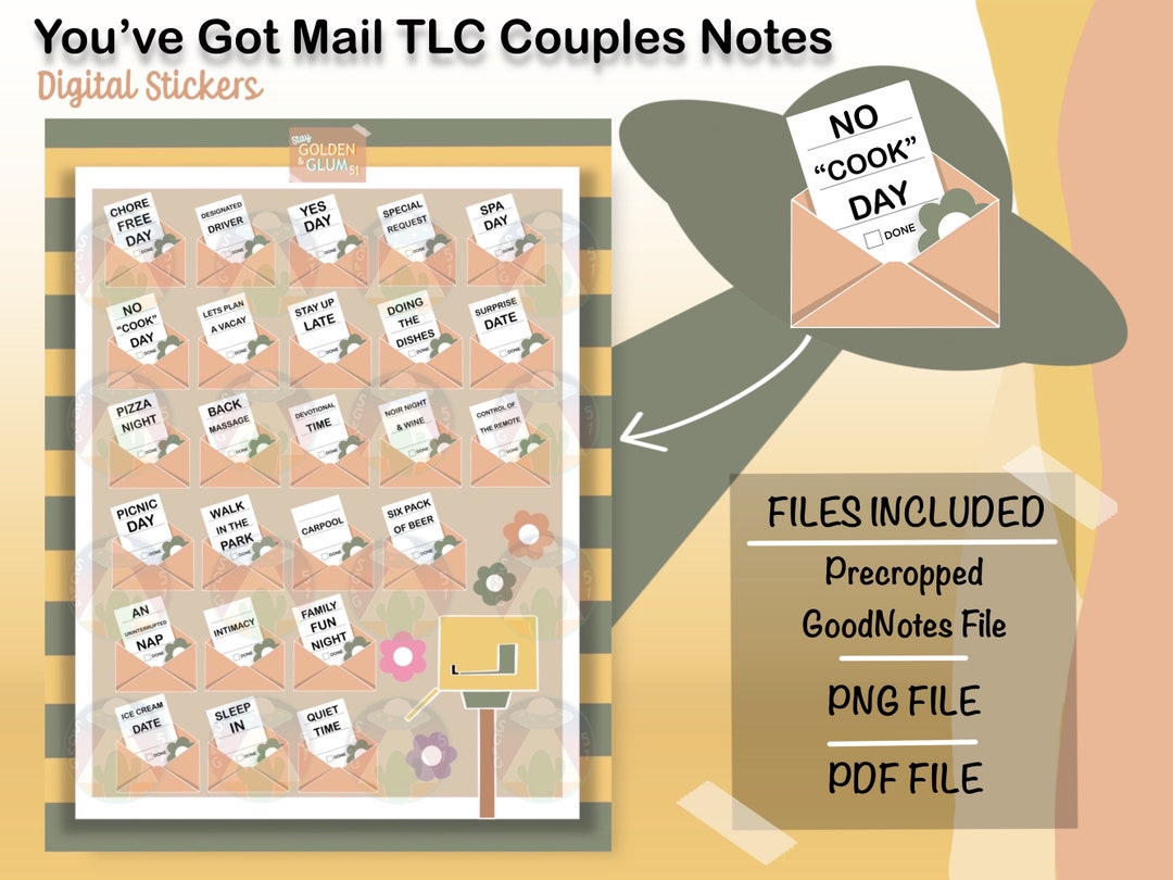 Digital Stickers| You’ve Got Mail TLC Couples Notes | Just Because ...
