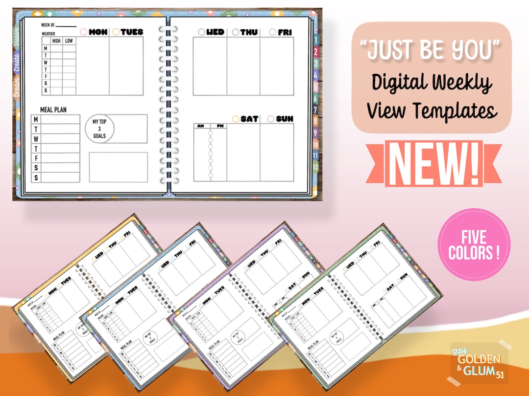 Digital Weekly Planner Template: Colorful Layout (PDF Files) - Etsy