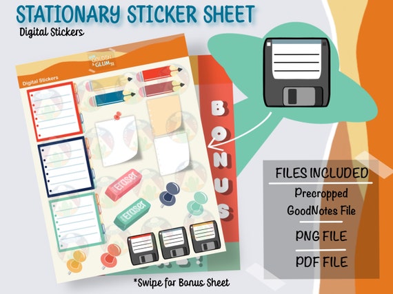 Stationary Digital Sticker Sheet - Etsy
