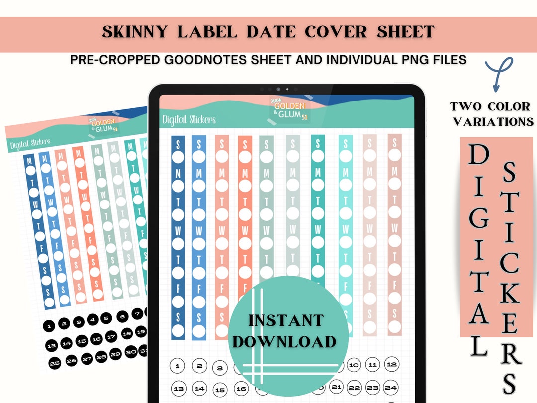 Date Covers | Date Dots| Skinny Label Stickers | Pre- Cropped Stickers ...