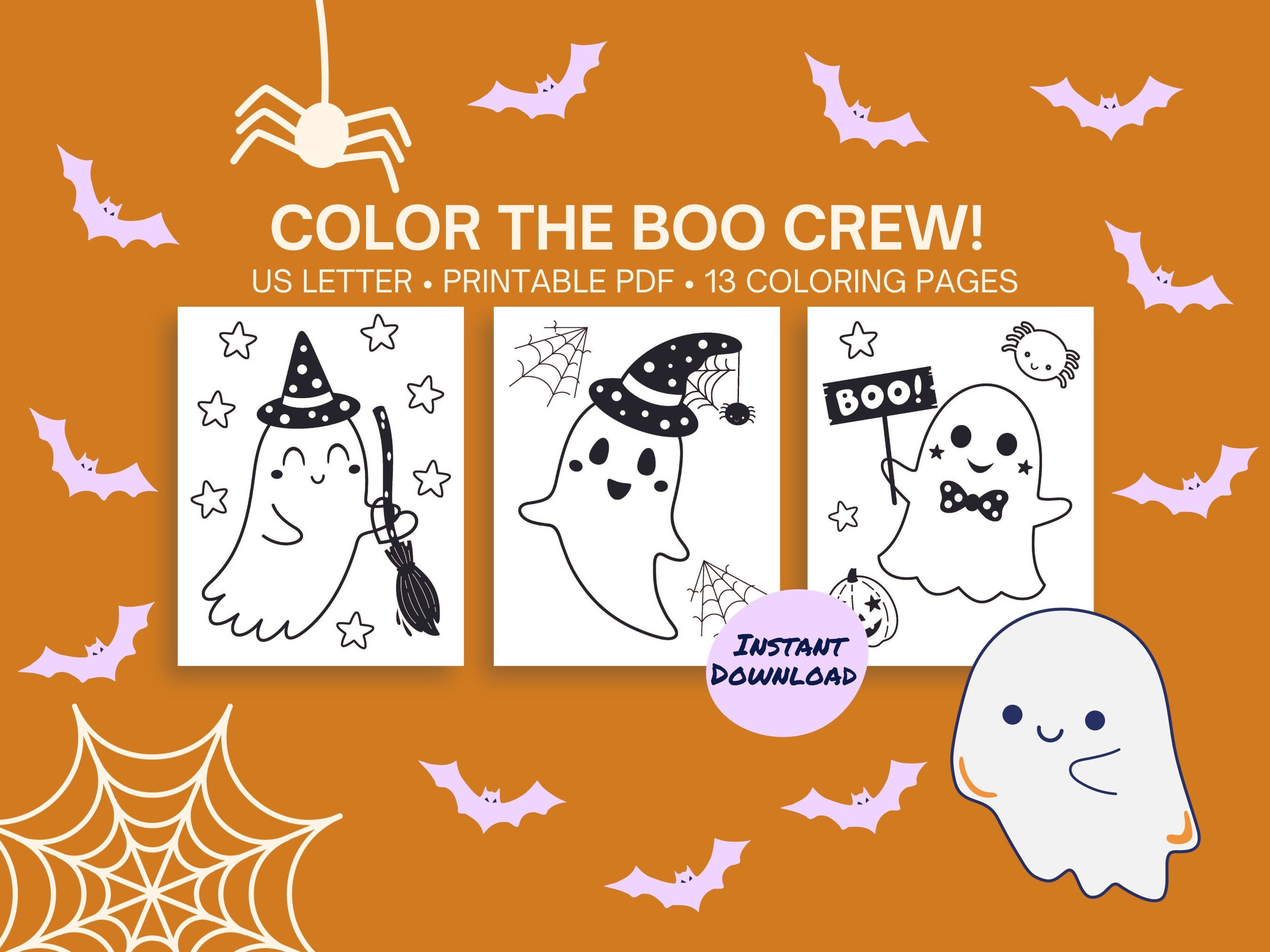 Printable Halloween Ghost Coloring Pages Instant Download, Halloween ...