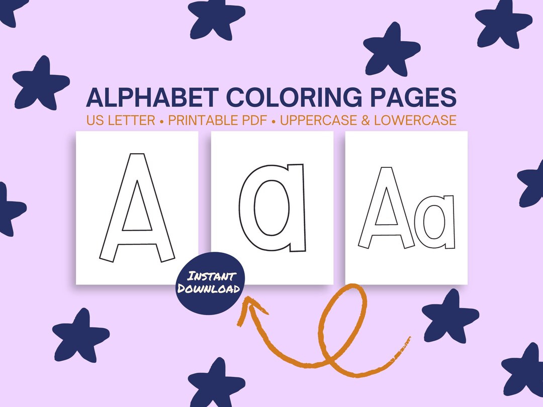 Printable Alphabet Coloring Pages, Alphabet Instant Digital Download ...
