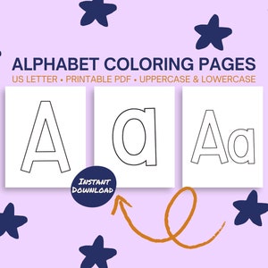 Printable Alphabet Coloring Pages, Alphabet Instant Digital Download ...