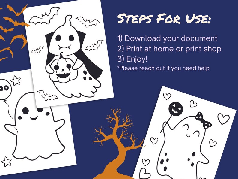 Printable Halloween Ghost Coloring Pages Instant Download, Halloween ...
