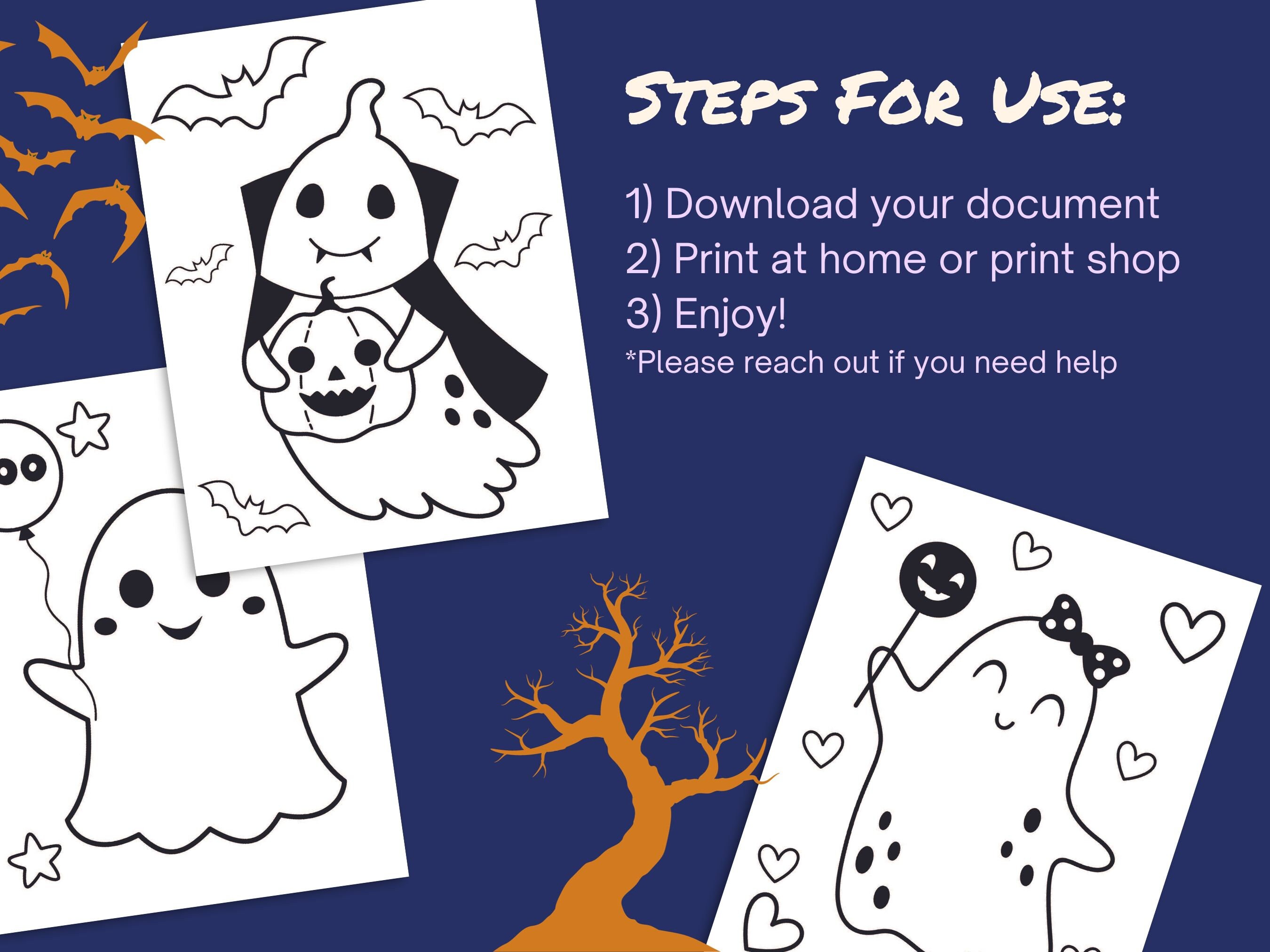 Printable Halloween Ghost Coloring Pages Instant Download, Halloween ...