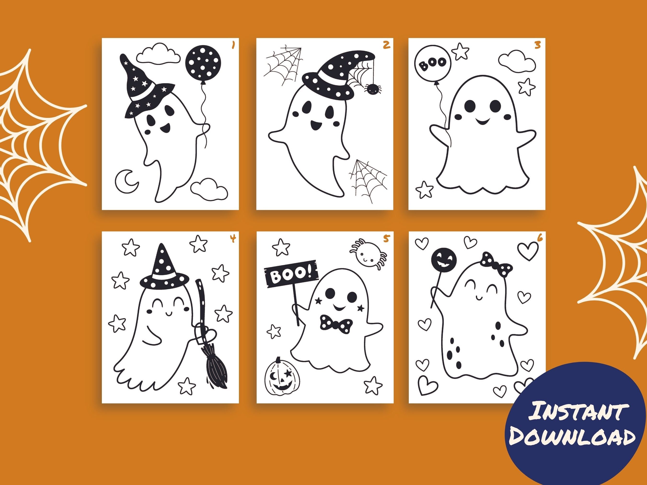 Printable Halloween Ghost Coloring Pages Instant Download, Halloween ...