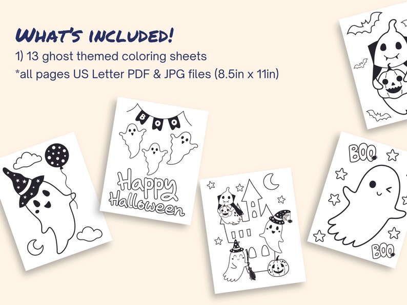 Printable Halloween Ghost Coloring Pages Instant Download, Halloween ...
