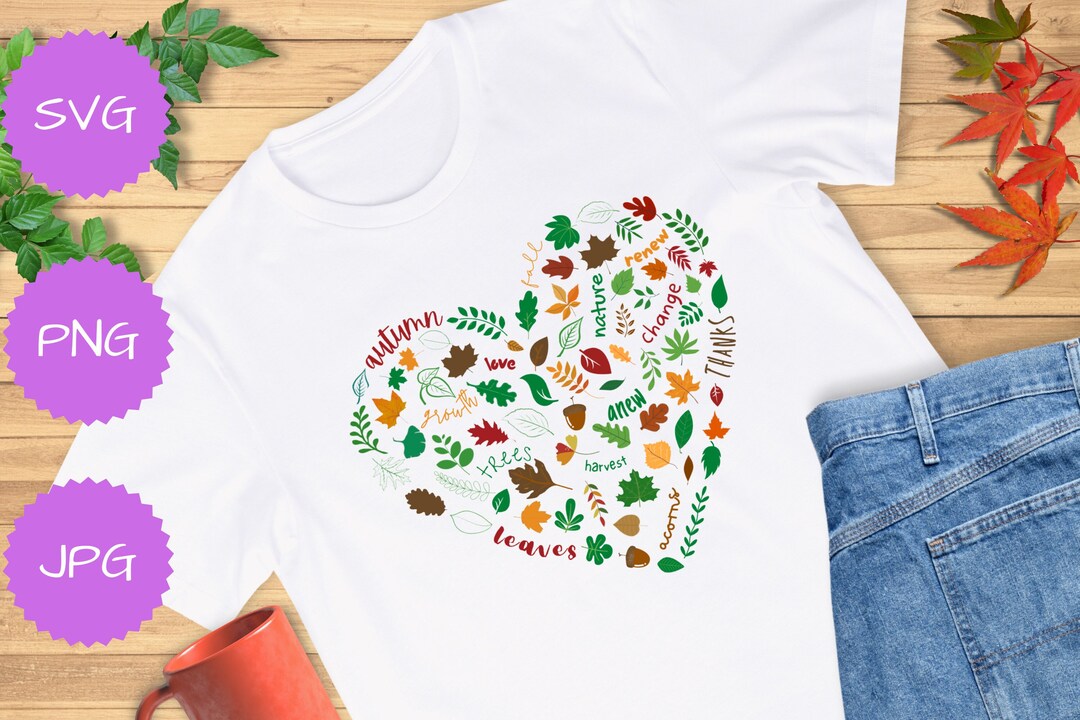 Fall Leaves Heart SVG, Sentimental Fall Words SVG, Cute Fall Png ...