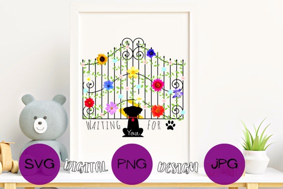 Waiting for You SVG Dog SVG Flowers SVG Sentimental Quote - Etsy