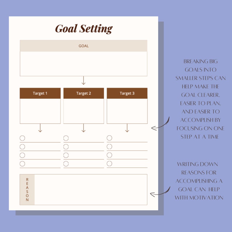 Goal Planning Template Pages Individual Goal Planning Divide Goals Into ...