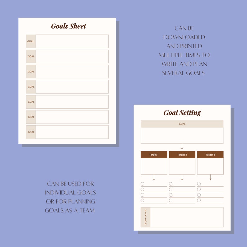 Goal Planning Template Pages Individual Goal Planning Divide Goals Into ...