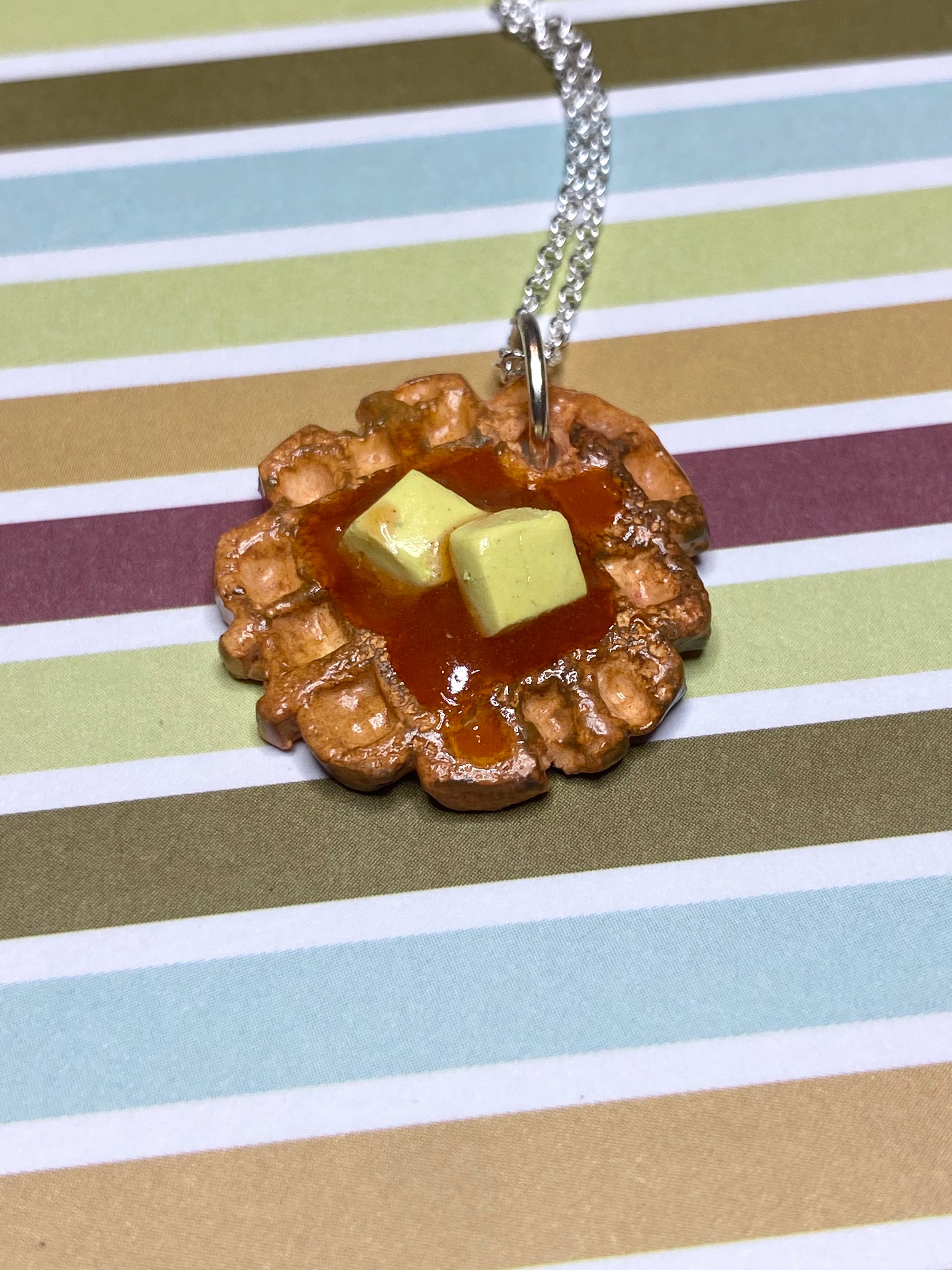 Waffle Polymer Clay Necklace Charm - Etsy