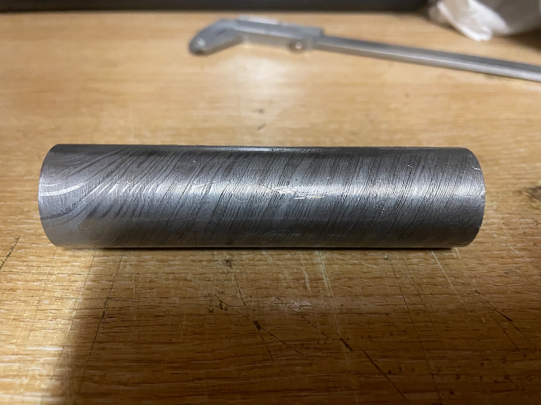 Damascus Steel Billet Round/rod 25mm X 100mm - Etsy