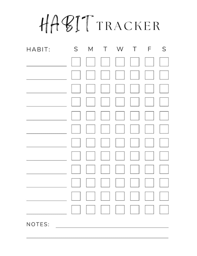 Minimalistic Habit Tracker Planner, Instant Download, Habits Schedule ...