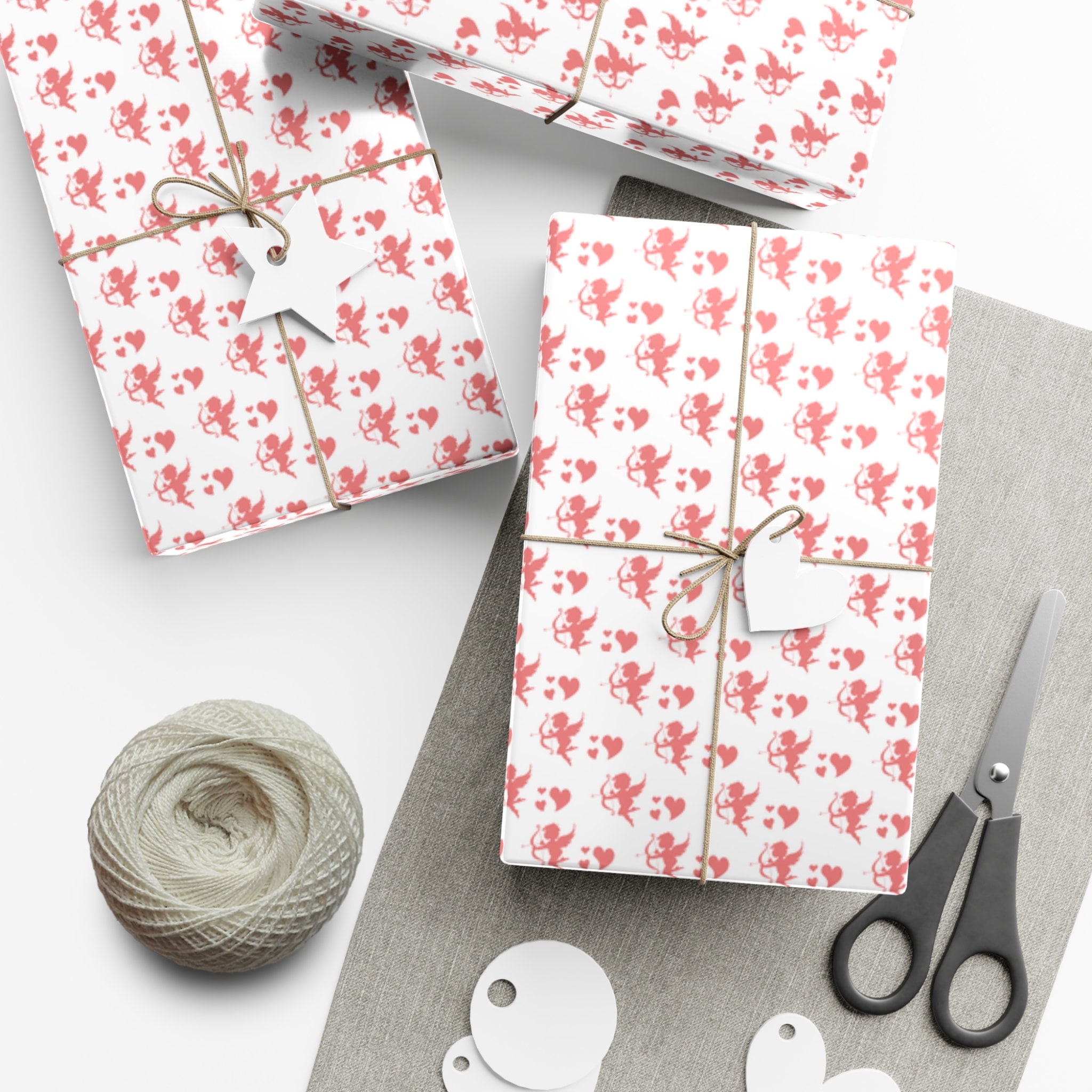 Cupid's Love Wrapping Paper Pink Hearts & Cupids Magic - Etsy