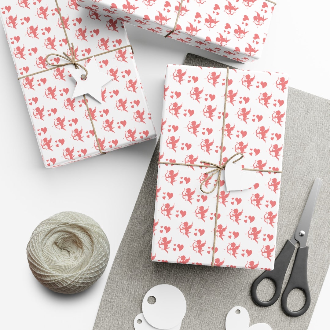 Cupid's Love Wrapping Paper Pink Hearts & Cupids Magic - Etsy