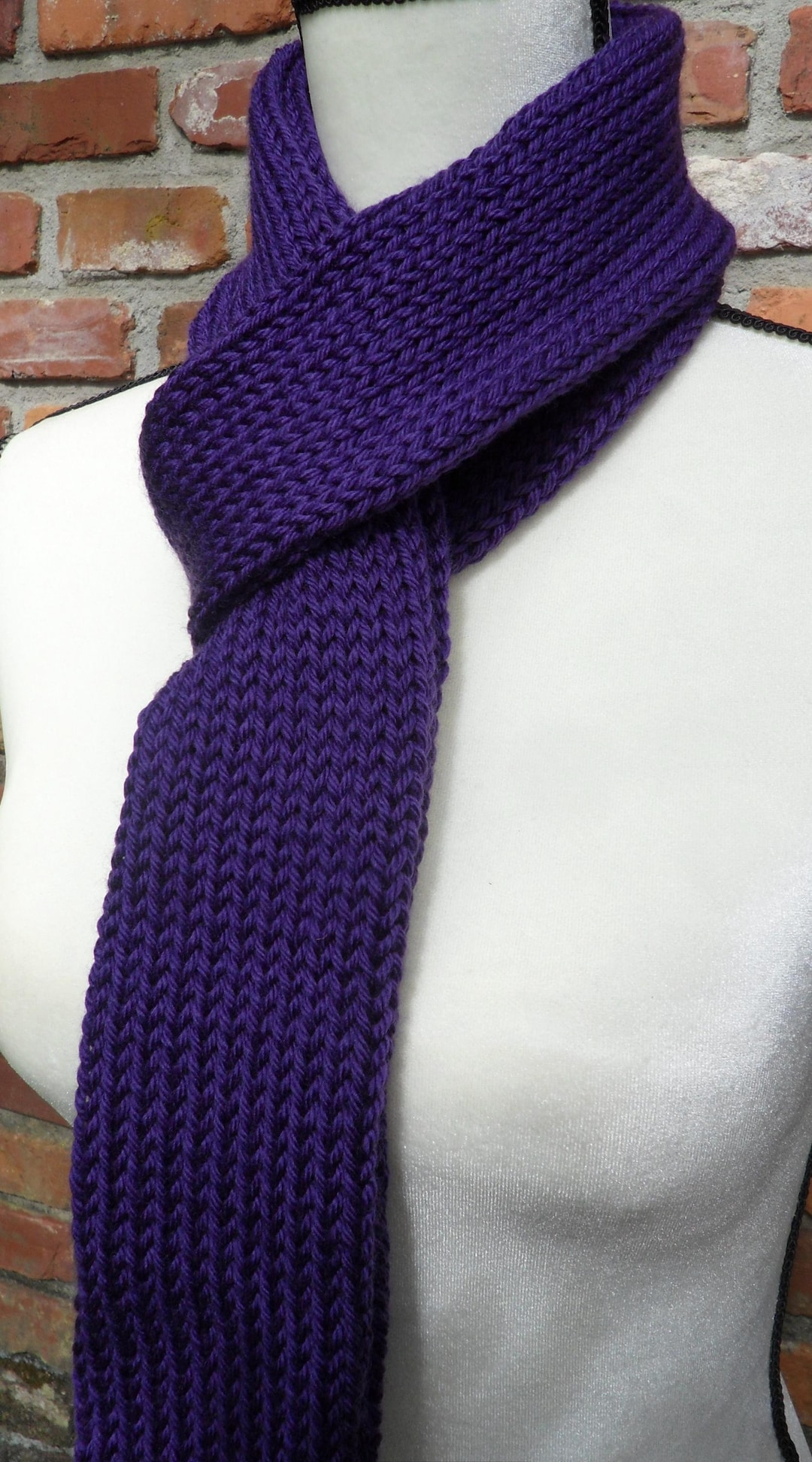 Women's Hand Made Knit Scarf Purple With Matching Hat - Etsy