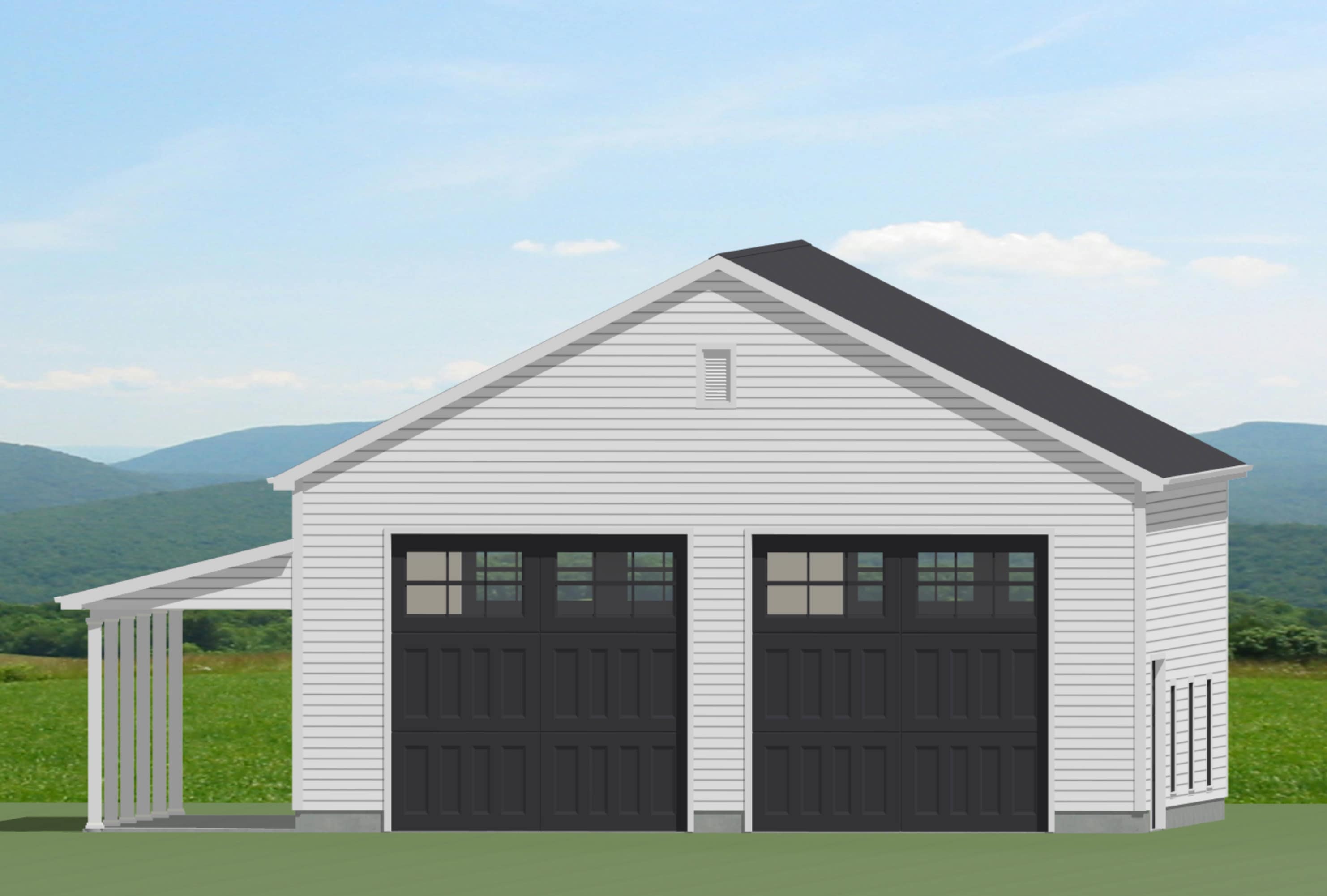 RV Trailer Garage Plan, 4 Car - 50' X 40' With Double 14' Doors on Each ...