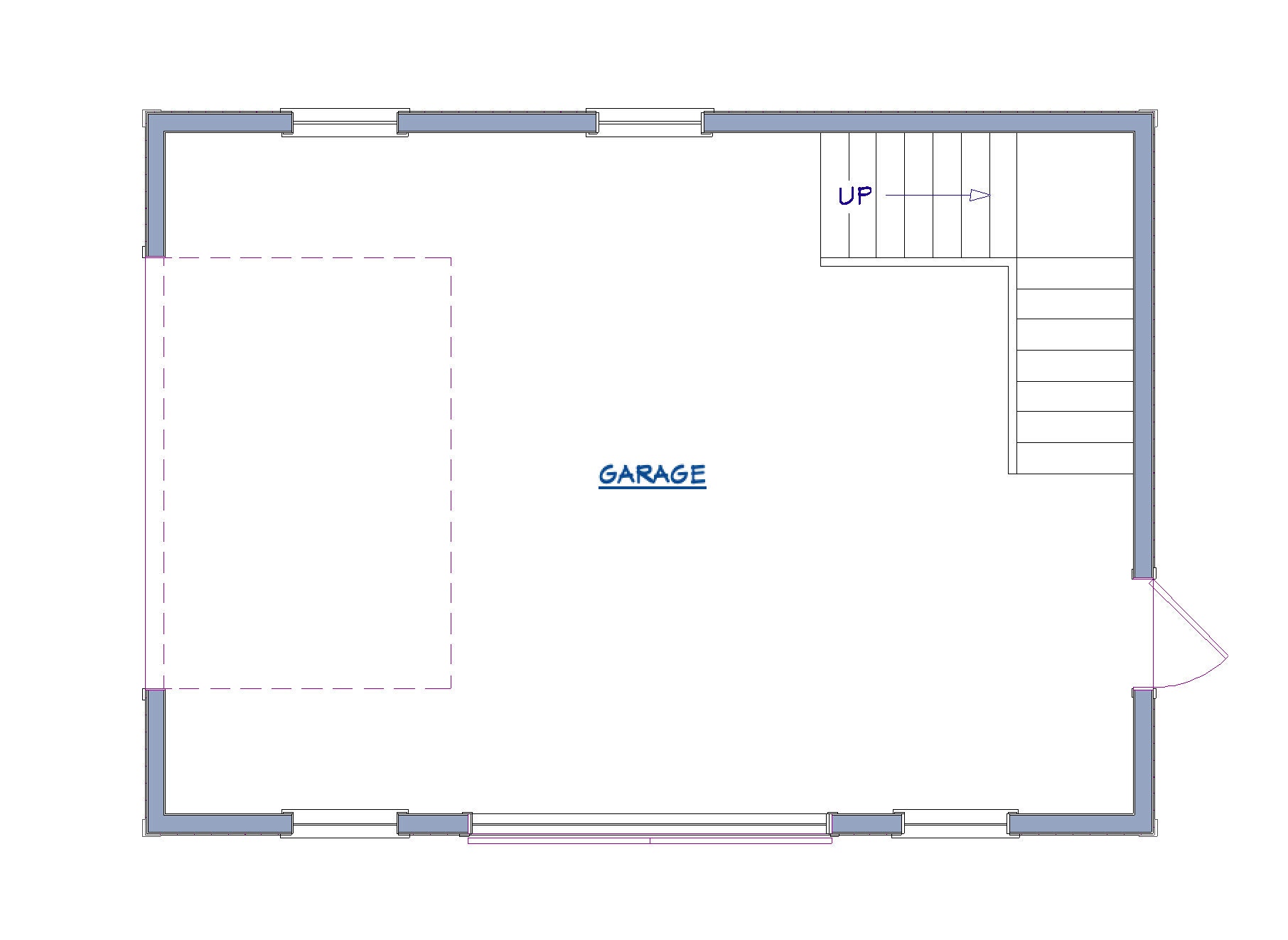 1 Car Garage Plan - 28' X 20' - Blueprint Construction Floor Plan (G4 ...
