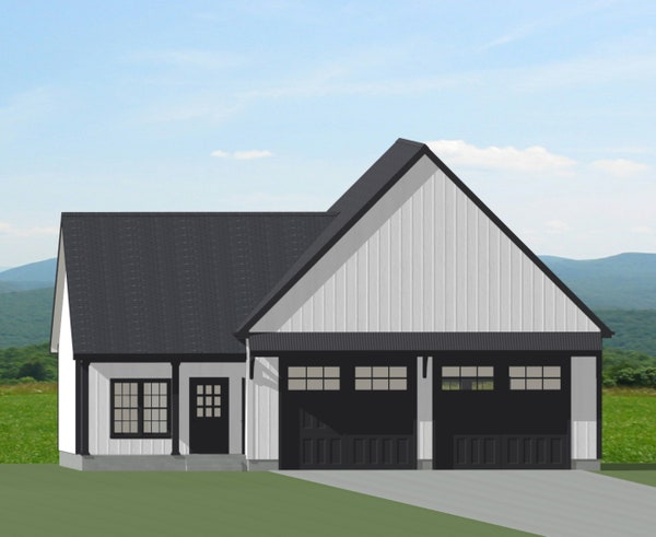 24'x36' Modern Garage Plans With Studio Apartments, 2 Car Architectural ...