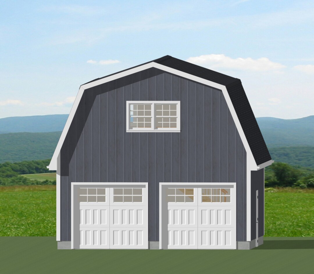 2 Car Garage Plan With Second Floor Storage - 28' X 24' - Blueprint ...