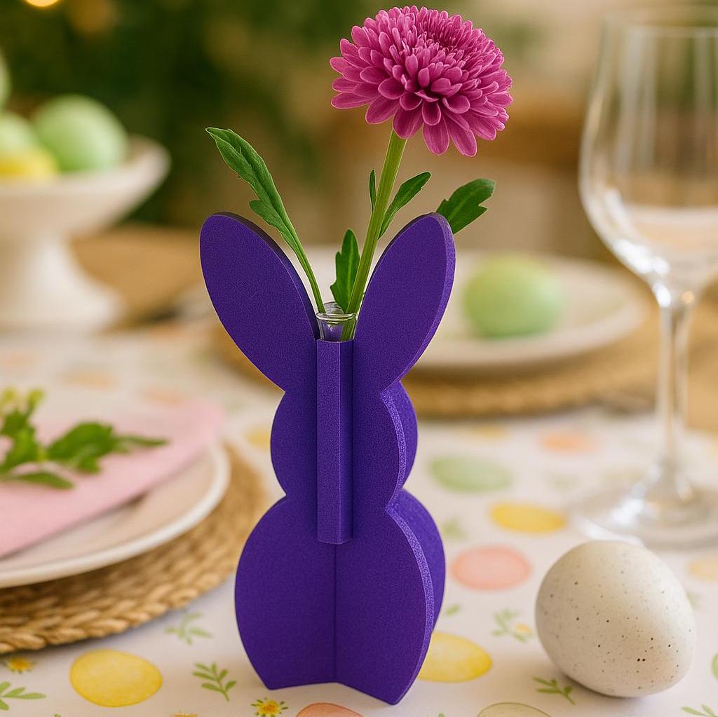 Easter Bunny Vase – Wooden Bud Vase for Spring Flowers – Purple Bunny ...