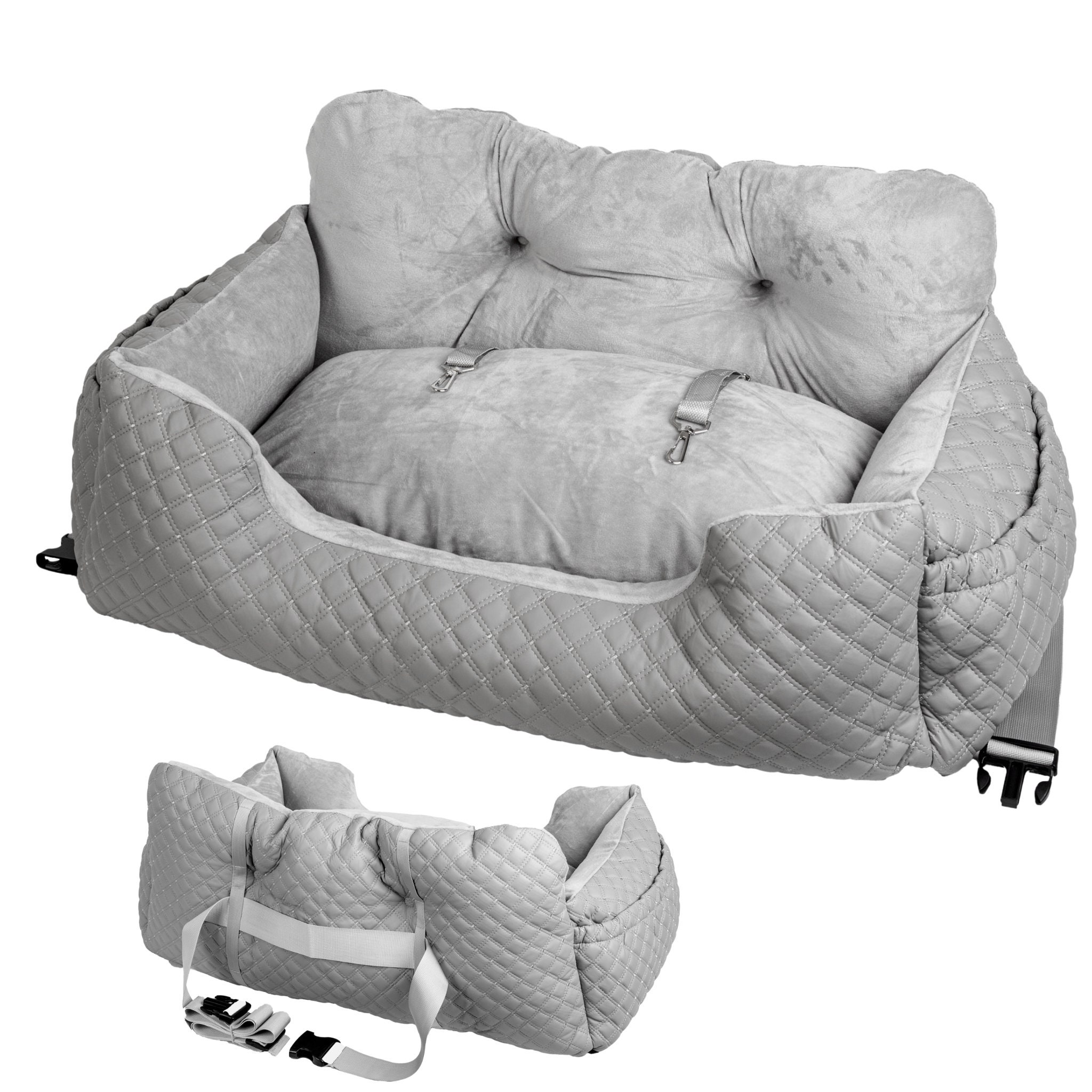 Luxury Pet Car Booster Bed 2 in 1 Travel Bed and Car Bed Dog Car Seat ...