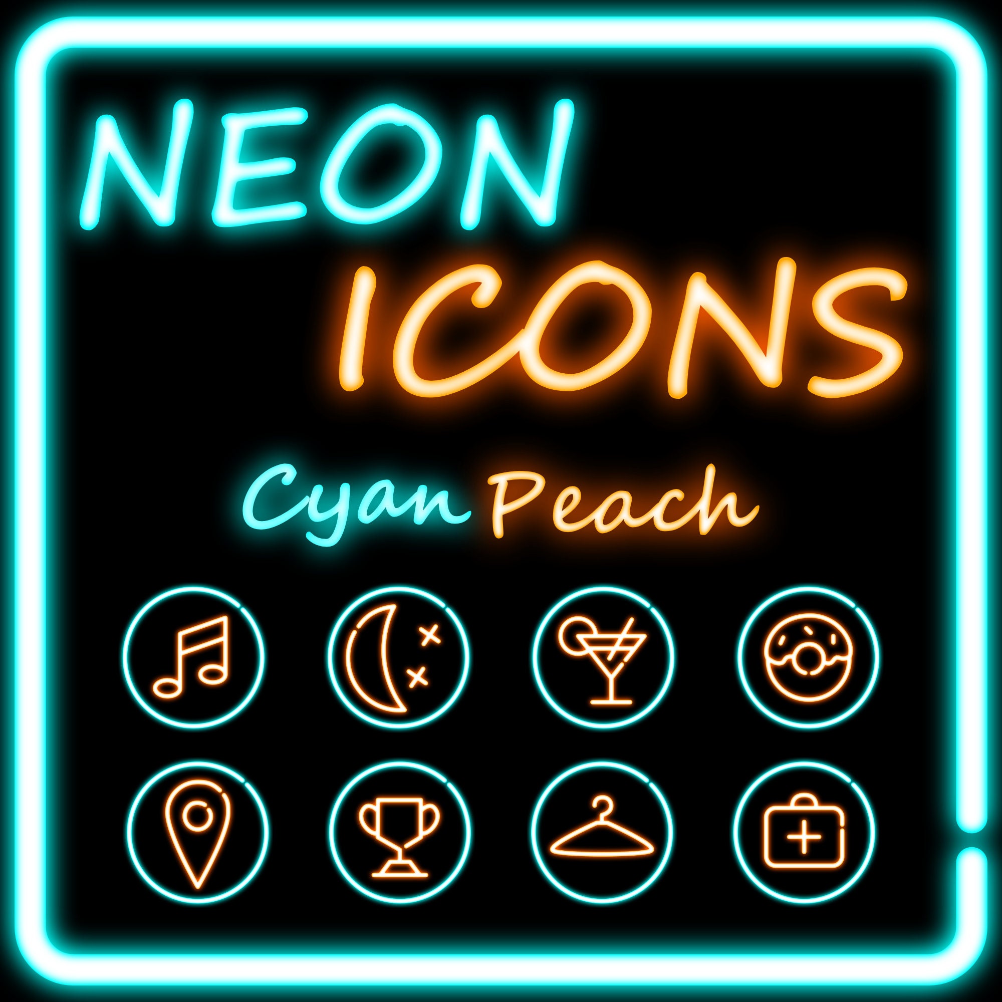 50 Neon Highlight Covers - Cyan/peach Pack #3 - Unique Icons ...
