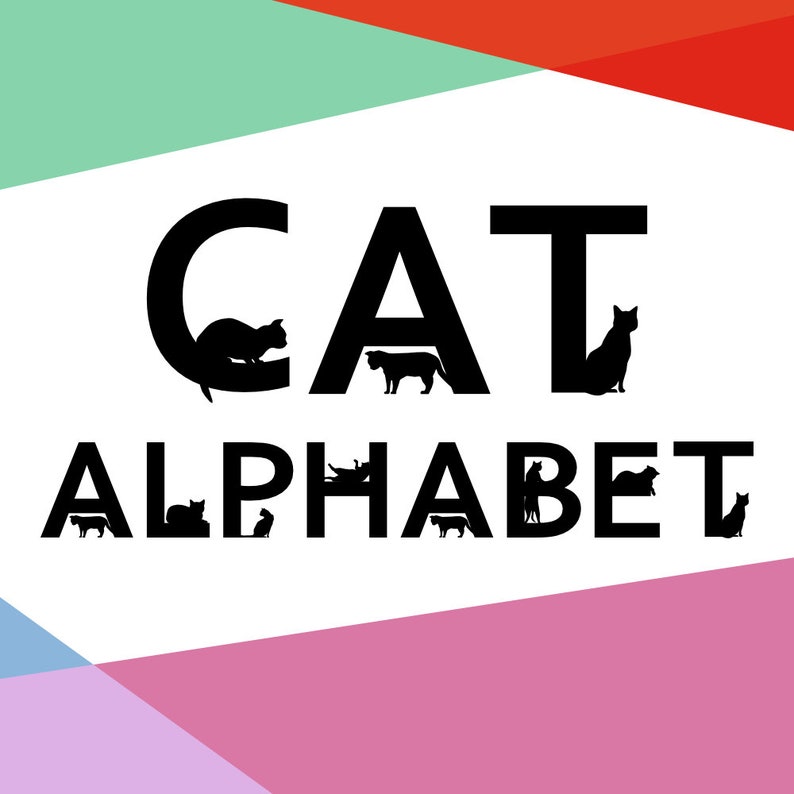 Cat Alphabet: Silhouette Designs With 26 Characters in Png, Jpeg, Pdf ...