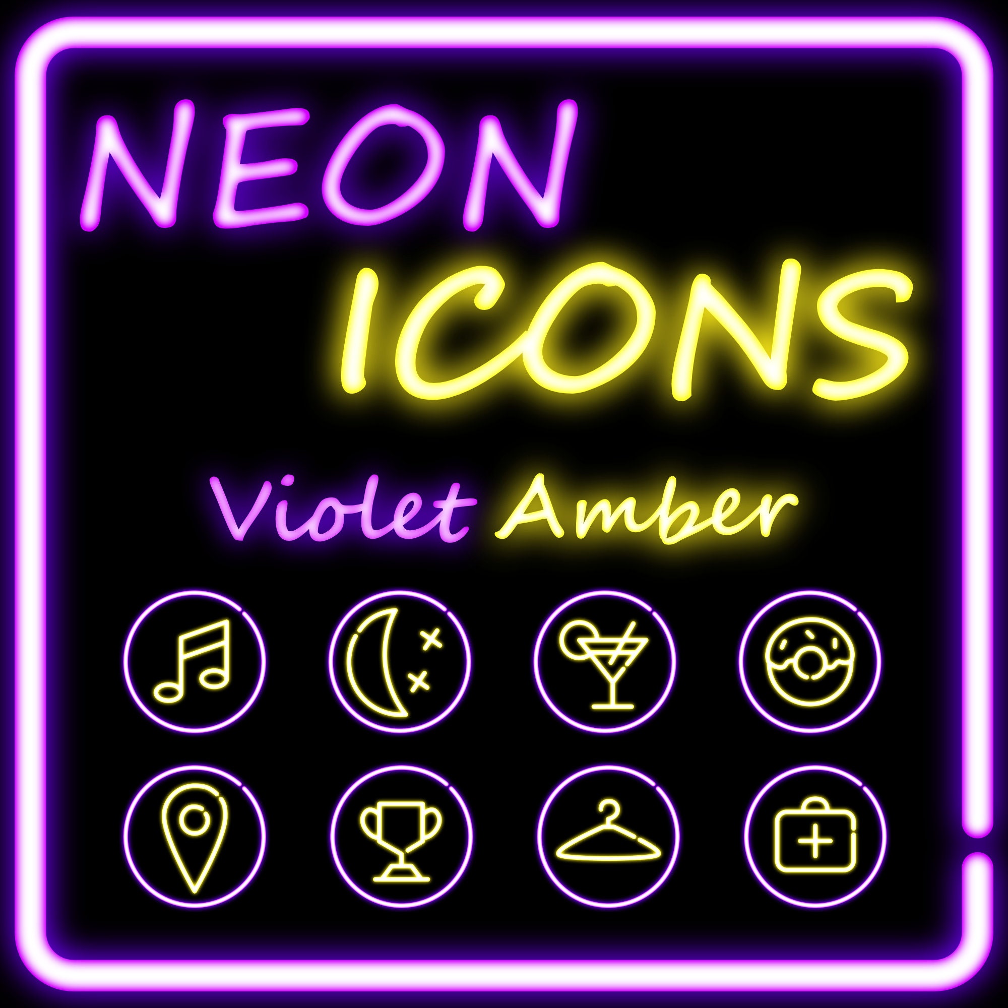 50 Neon Highlight Covers Cyan/peach Pack 3 Unique Icons - Etsy