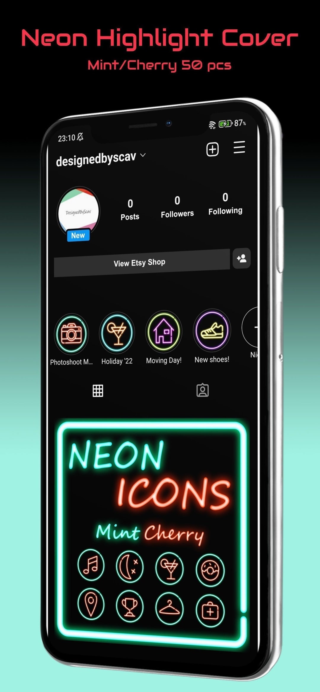 50 Neon Highlight Covers - Mint/cherry Pack #4 - Unique Icons ...