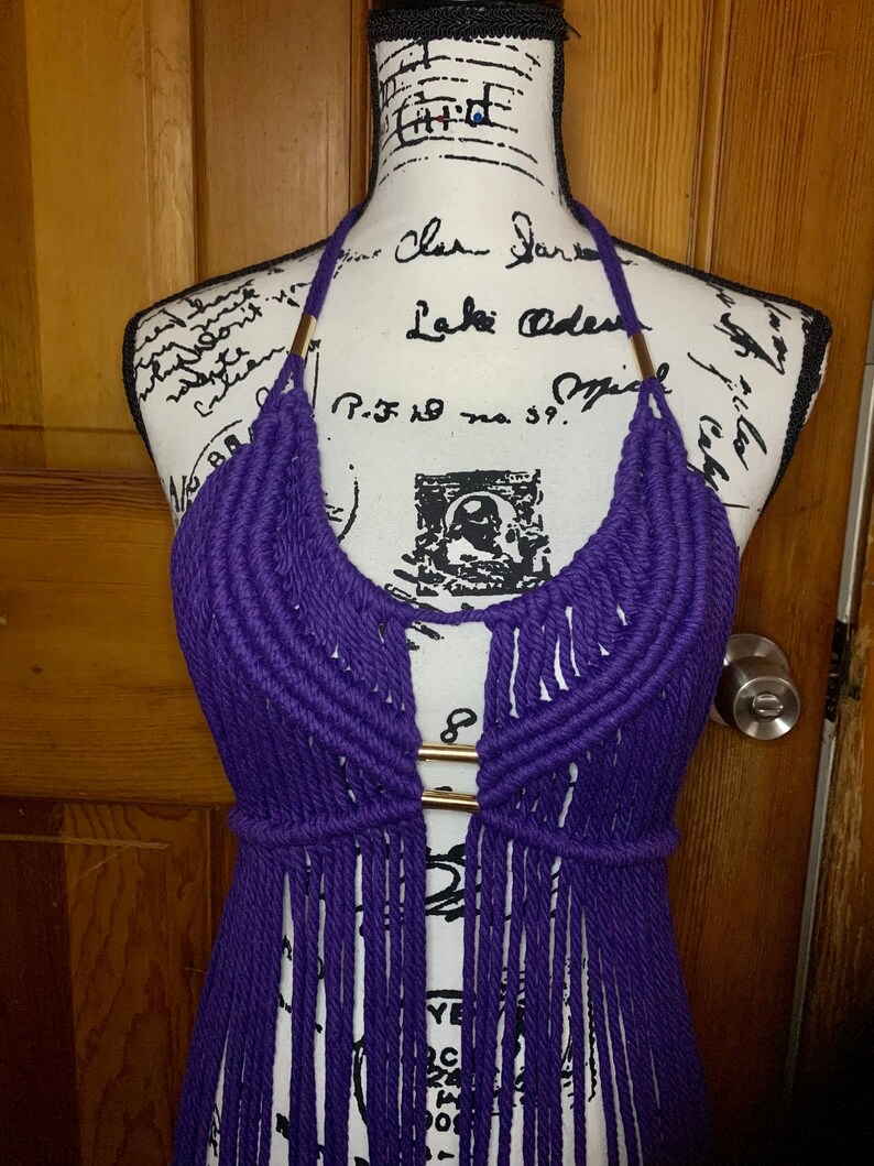 Purple Macrame Halter Dress Beach Coverup - Etsy
