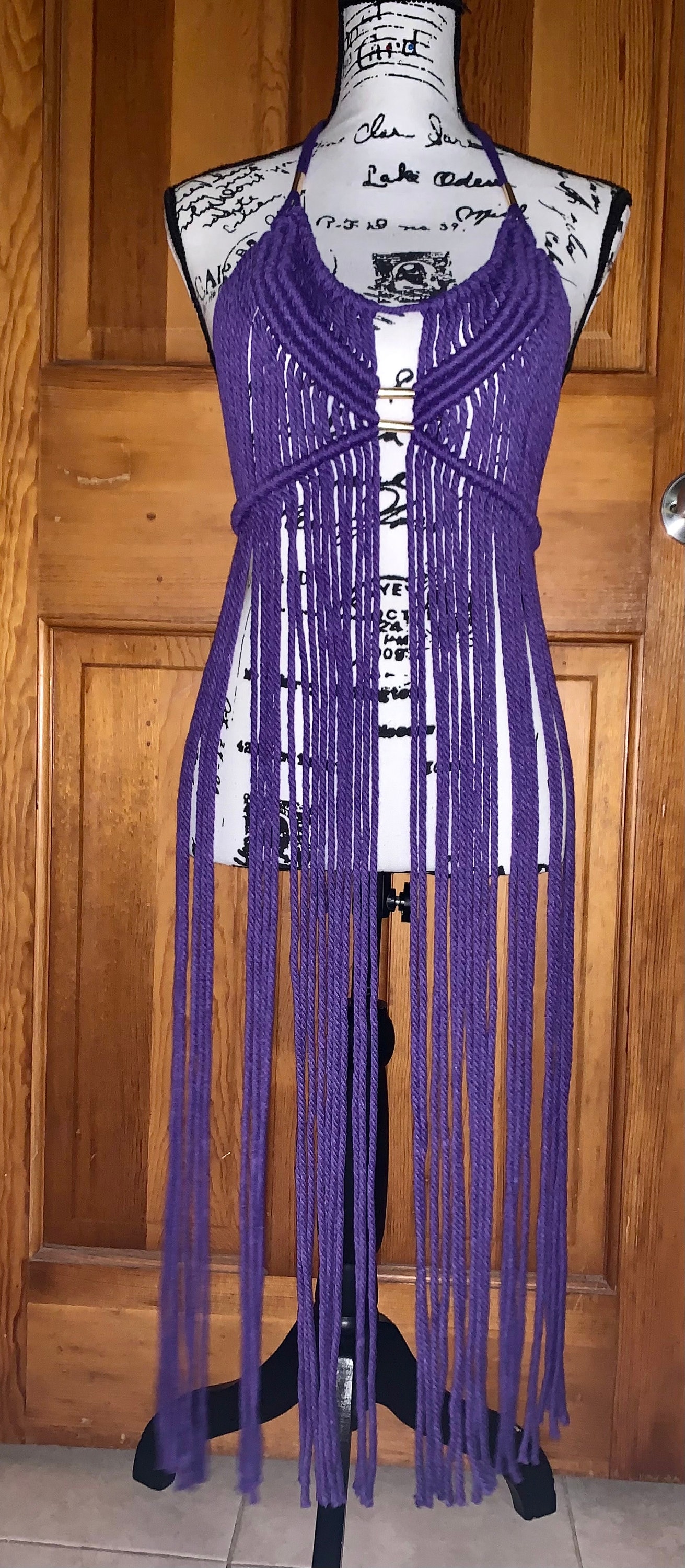 Purple Macrame Halter Dress Beach Coverup - Etsy