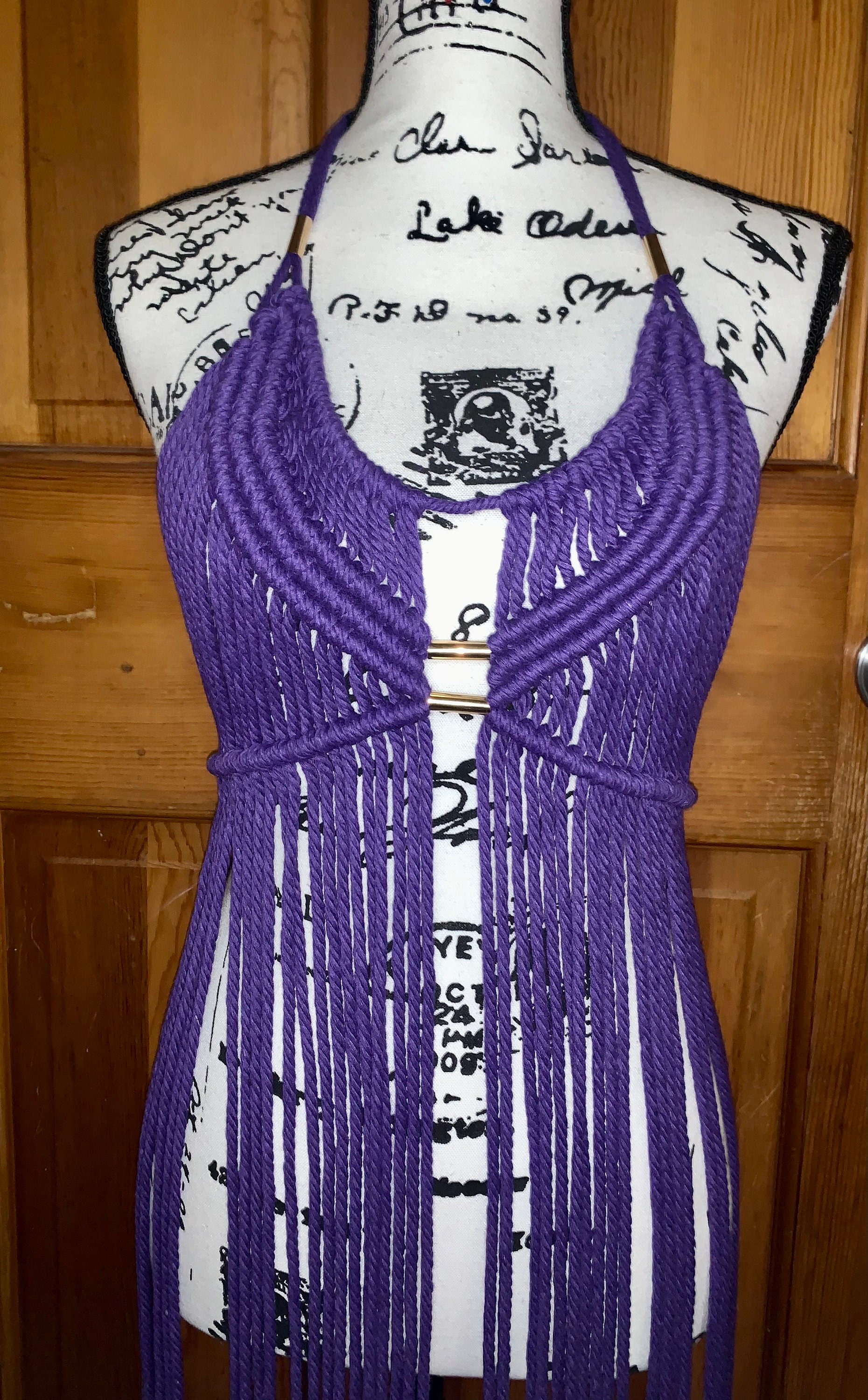 Purple Macrame Halter Dress Beach Coverup - Etsy