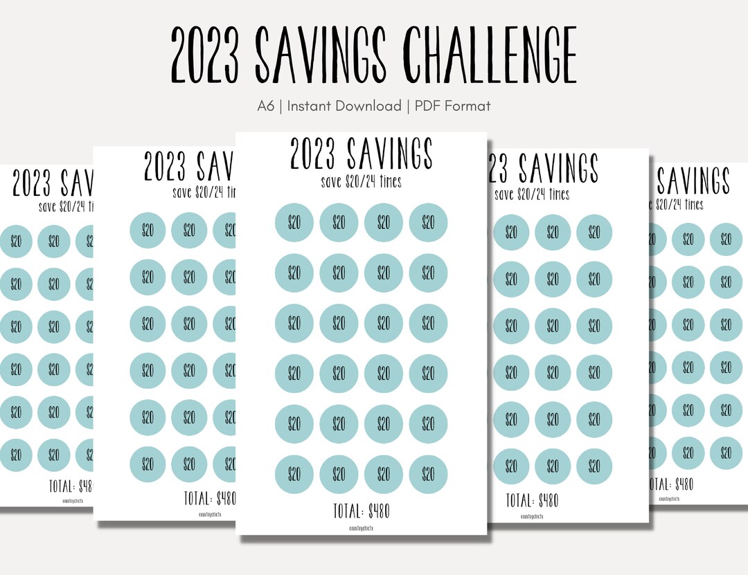 2023 Savings Challenge Save 480 Dollars Anytime of the Year printable ...