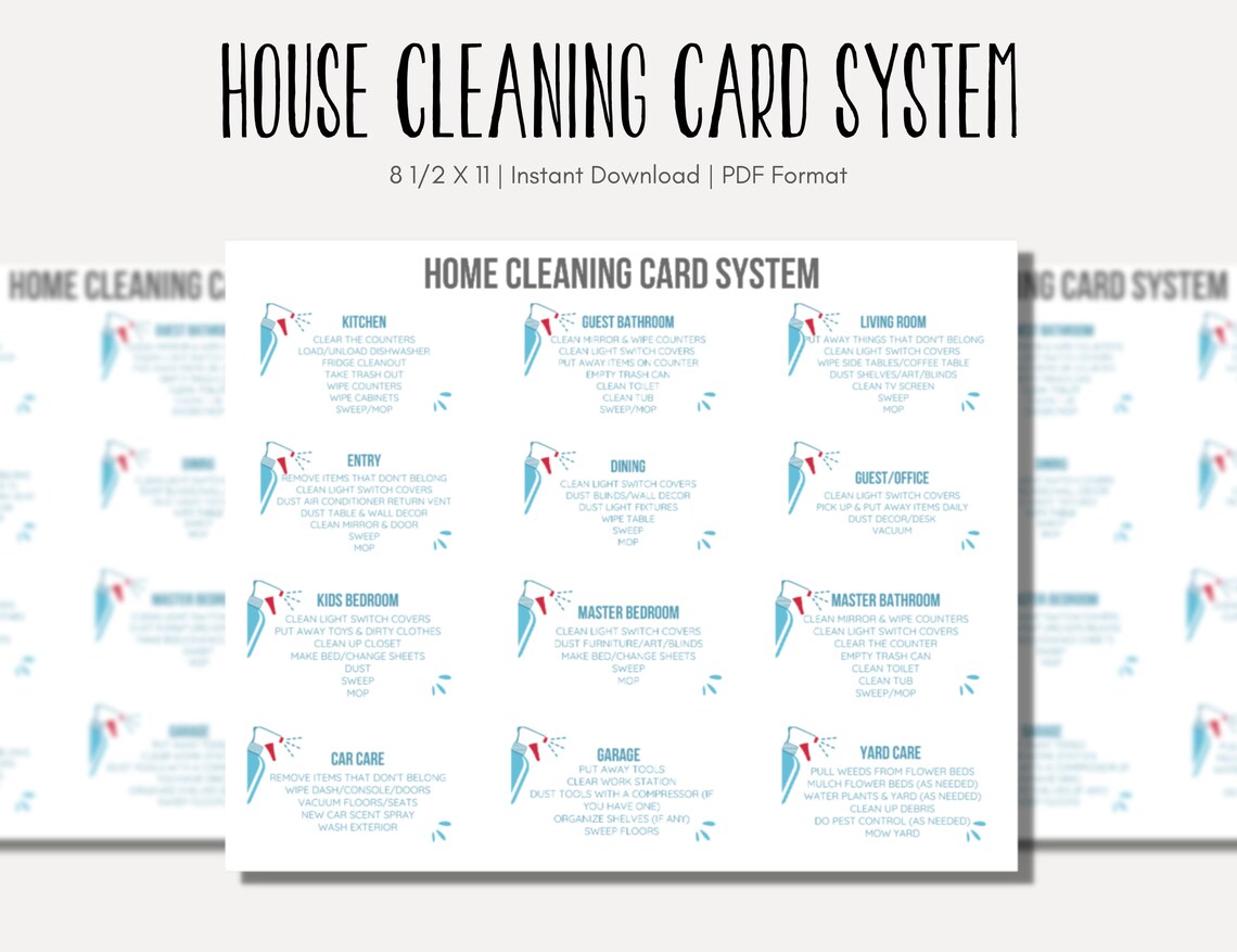 Easy House Cleaning Card System | Clean House | Weekly Cleaning ...
