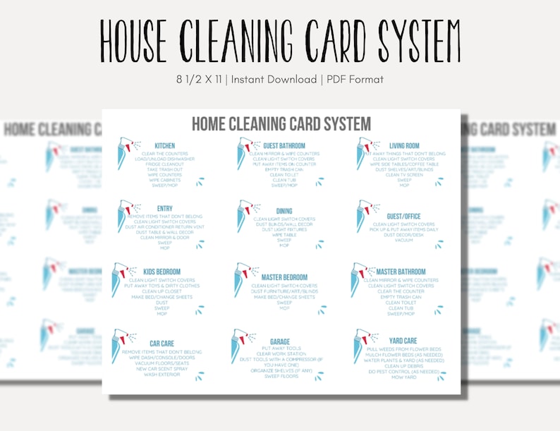Easy House Cleaning Card System | Clean House | Weekly Cleaning ...