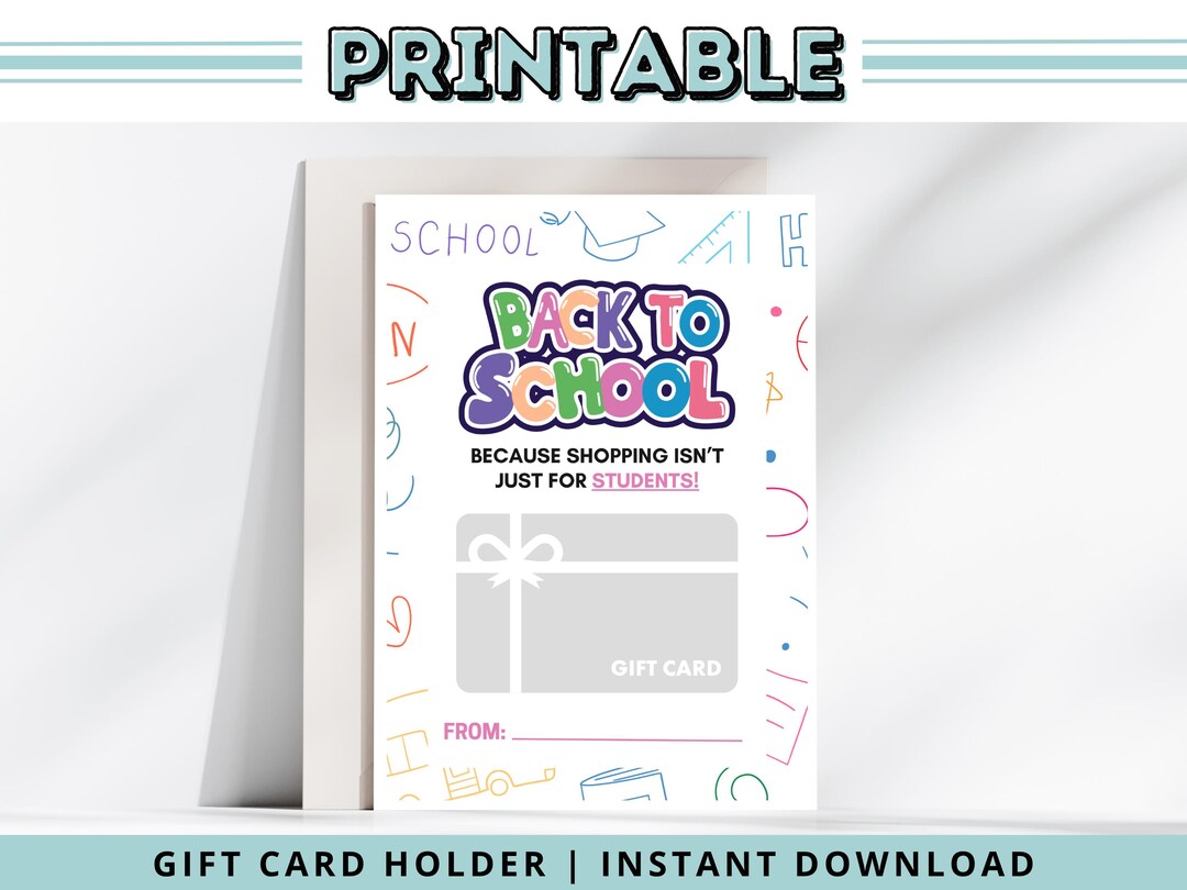 Back to School Gift Card Holder Printable – Teacher Gift | Instant ...