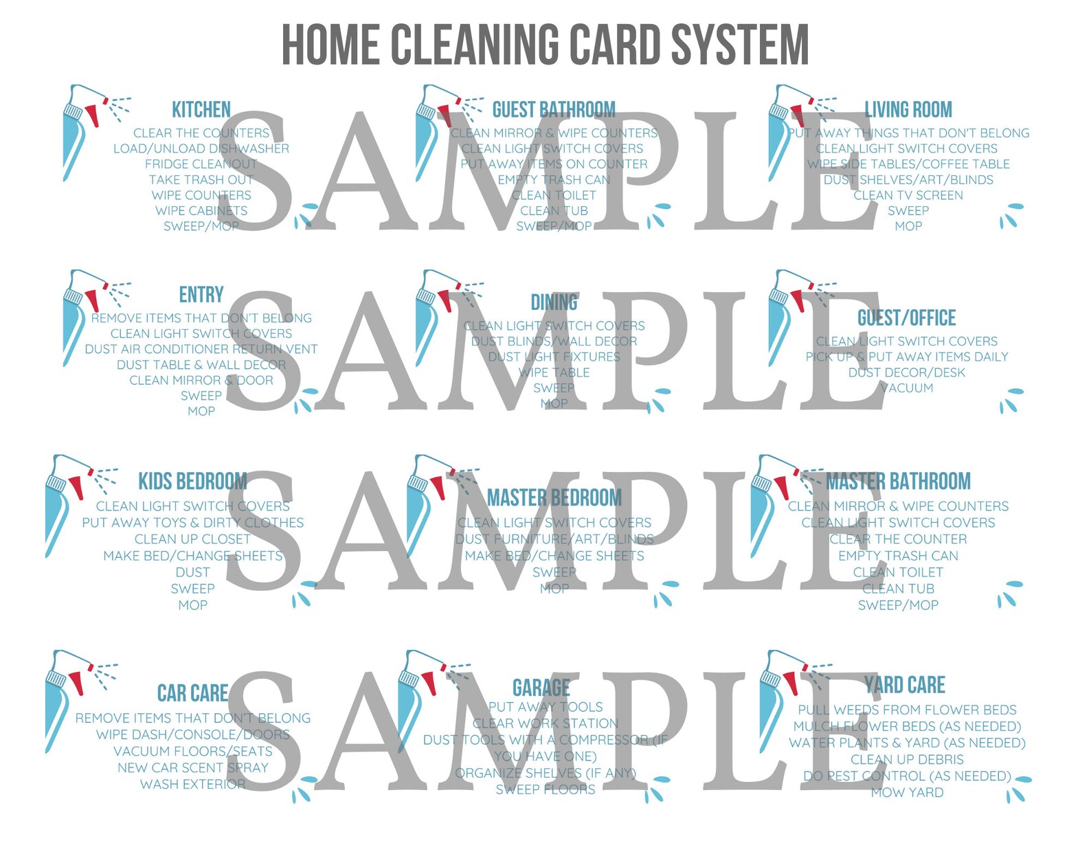 Easy House Cleaning Card System | Clean House | Weekly Cleaning ...