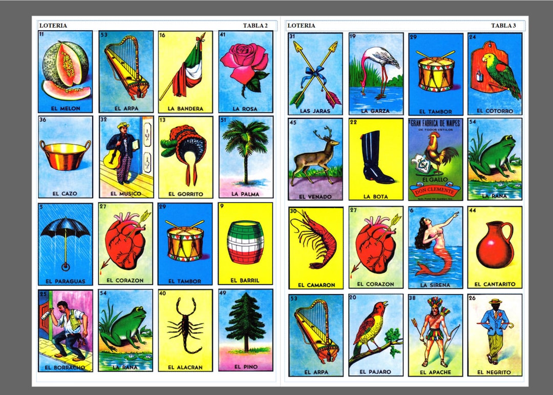 Mexican Loteria Cards for Print PDF ONLY 60 Count - Etsy UK