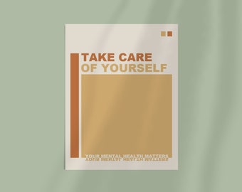 Treat Yourself With Kindness Poster, Mental Health Poster, Self Care ...