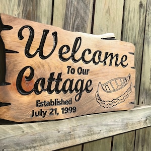 Custom Cottage Sign | Wood Cottage Sign | Anniversary Gift | Welcome to ...