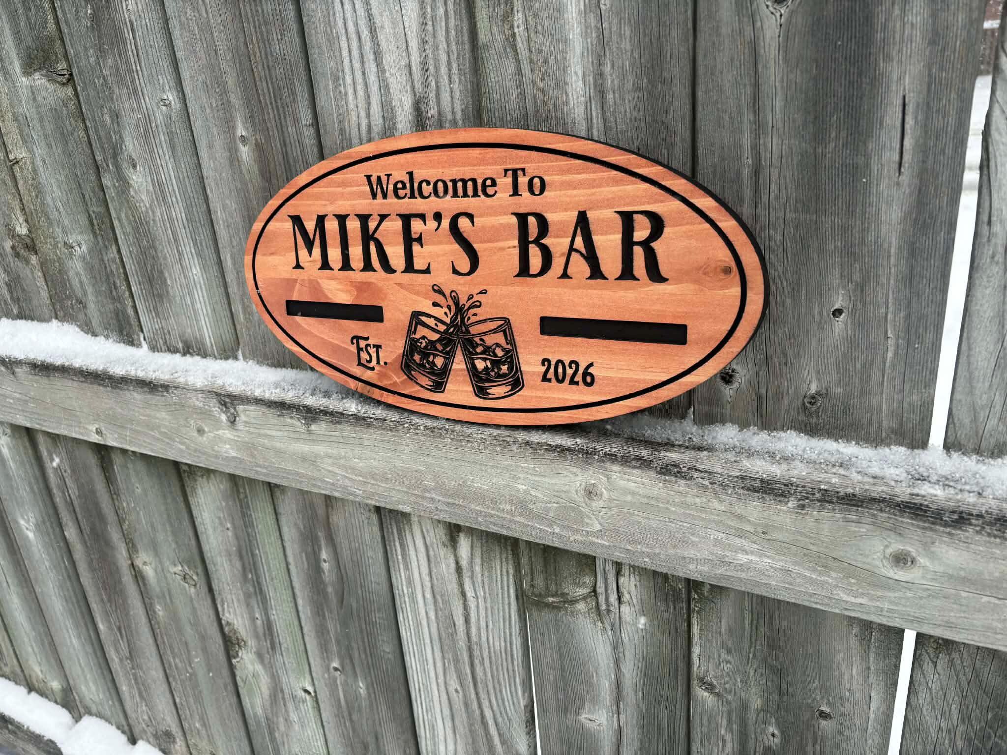 Custom Wood Bar Sign, Personalized Bar Sign for Home Bar, Man Cave ...