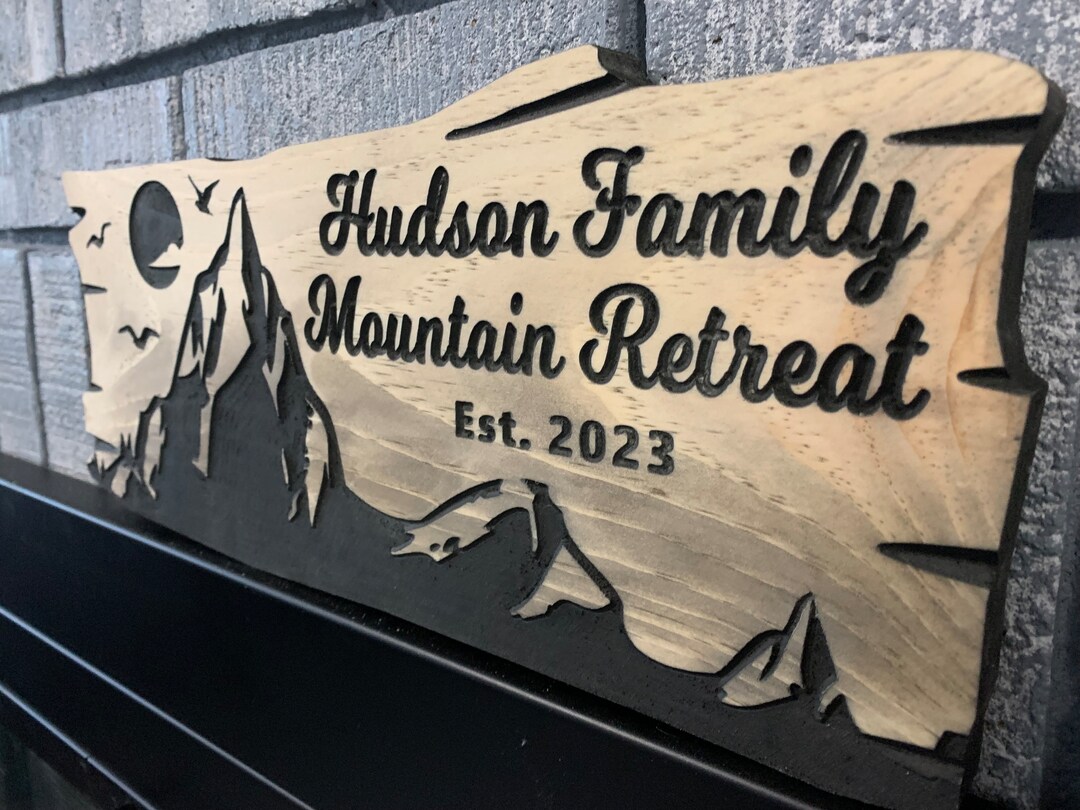 Custom Cottage Sign | Wood Mountain Retreat Sign | Anniversary Gift ...
