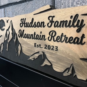 Custom Cottage Sign | Wood Mountain Retreat Sign | Anniversary Gift ...