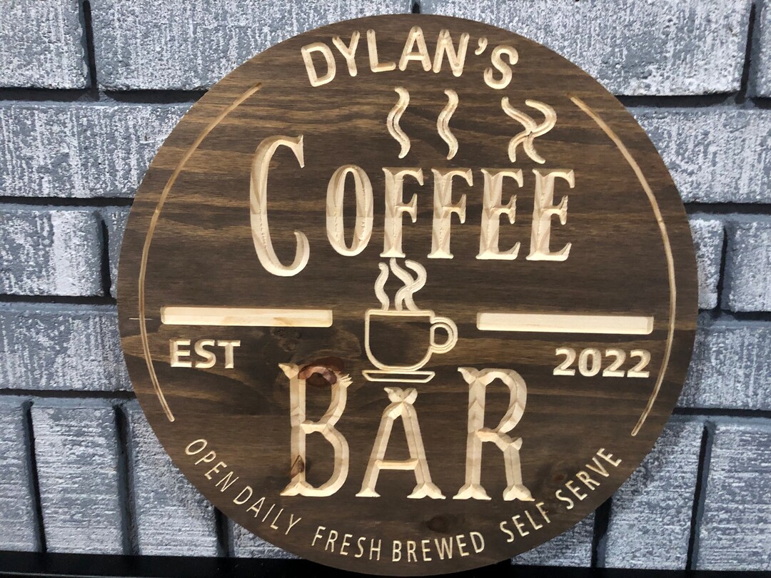 Custom Coffee Bar Sign – Coffee Decor for Kitchen, Home Coffee Bar Wood ...