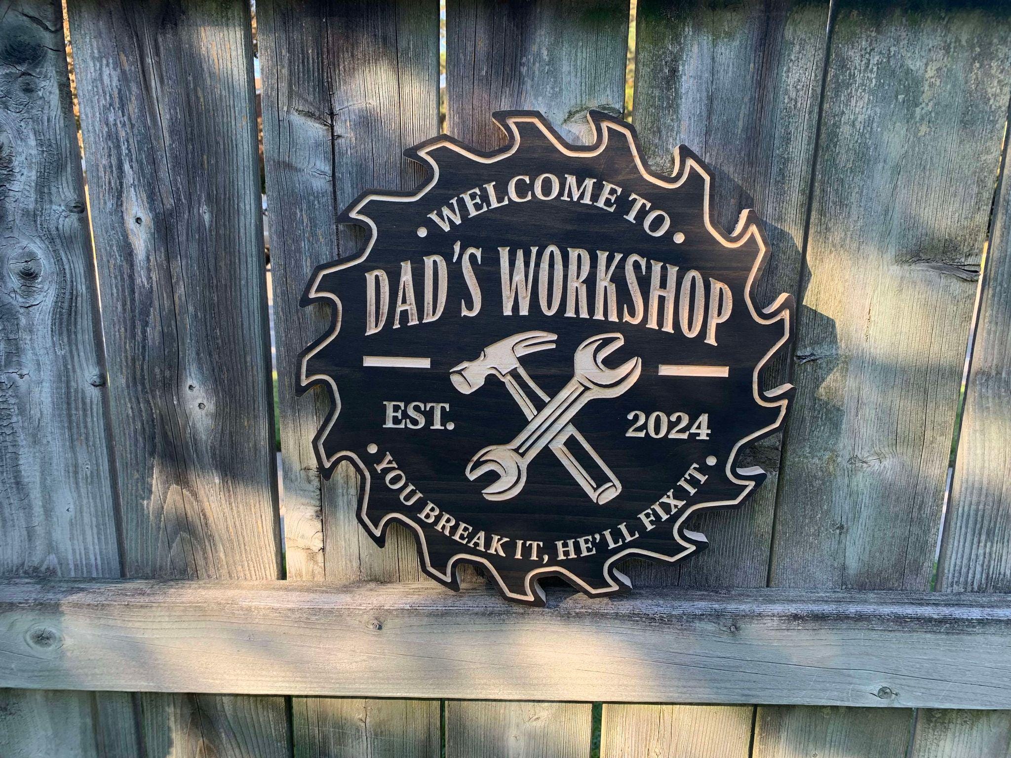 Custom Rustic Wood Workshop Sign – Personalized Wood Shop Decor, Man ...