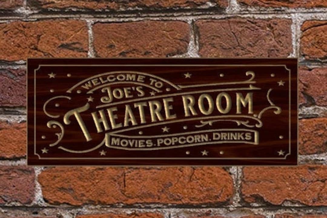 Custom Theatre Room Sign Personalized Wood Sign Wooden Theatre Sign ...